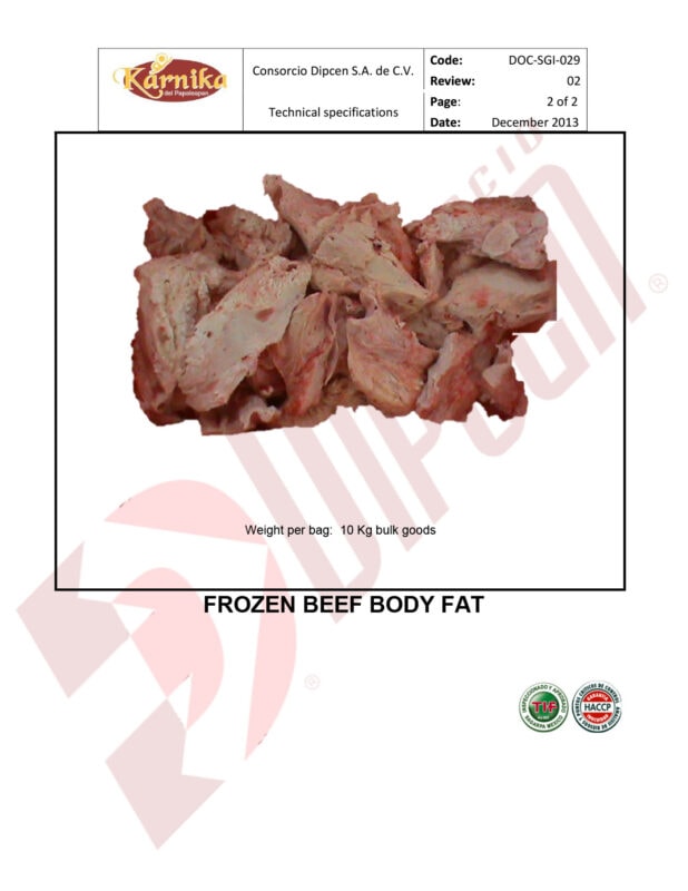 FROZEN BEEF BODY FAT - Consorcio Dipcen | Bienvenidos