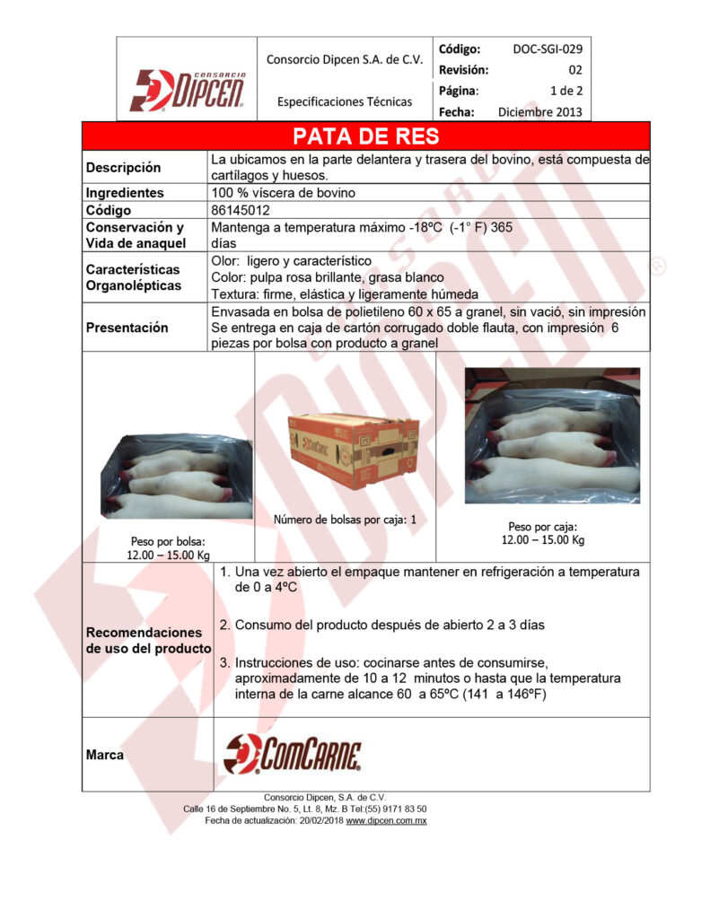 PATA DE RES - Consorcio Dipcen | Bienvenidos